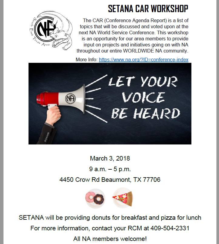 Southeast Texas Area | Carrying The Message of Recovery in Southeast Texas